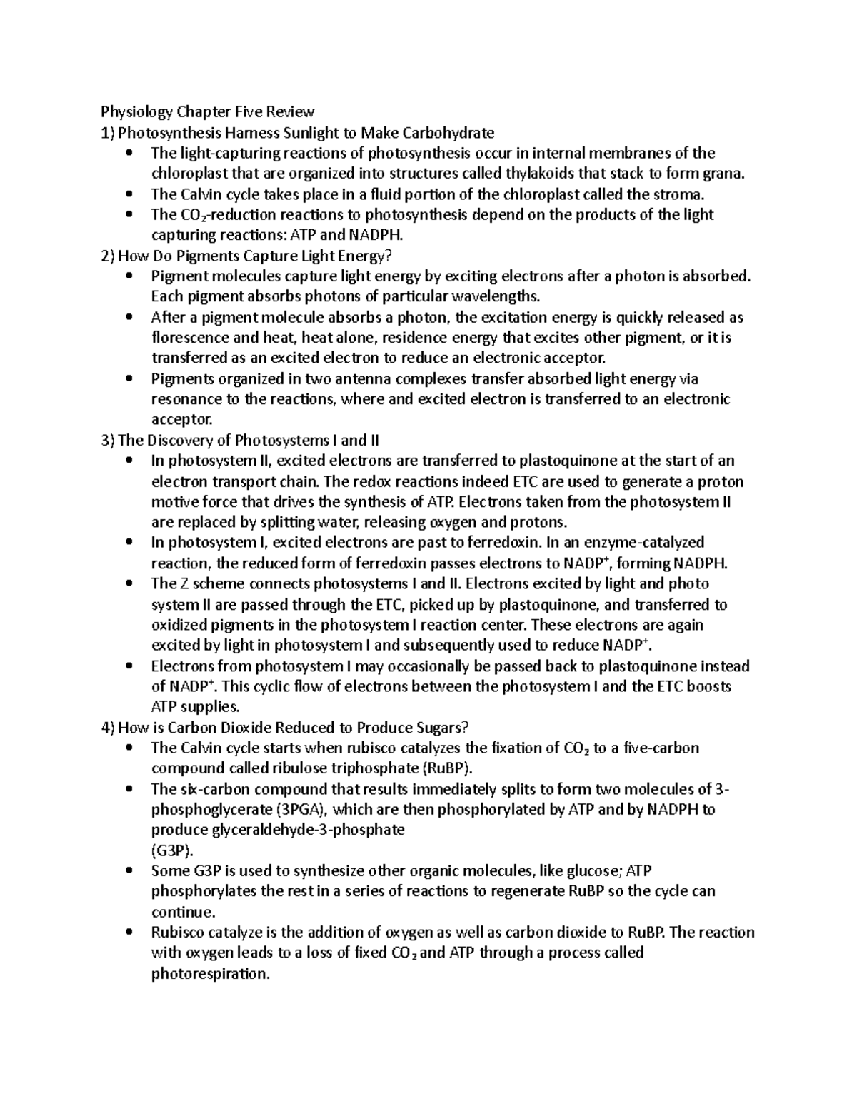 Physiology Chapter Five Review - Physiology Chapter Five Review ...