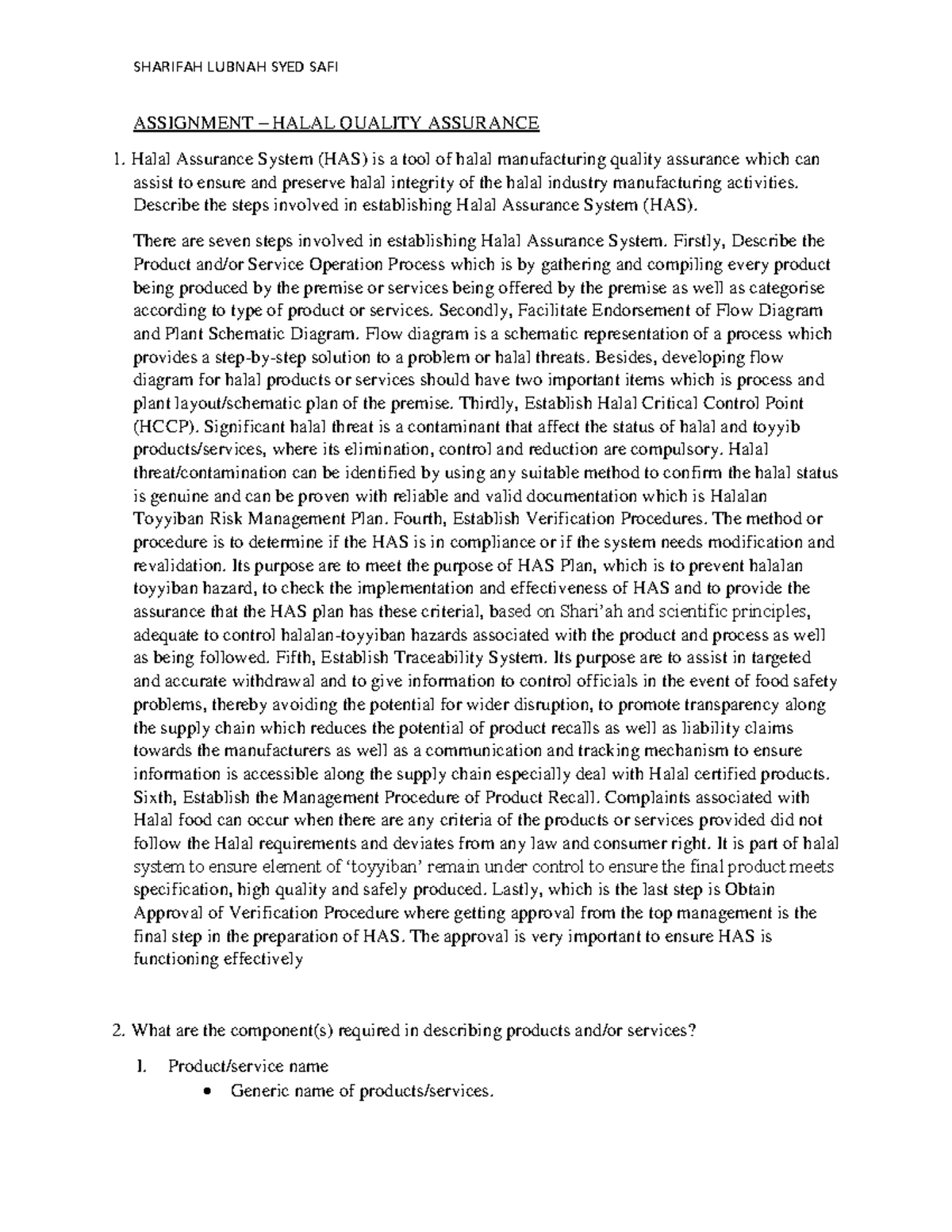 Assignment Halal Quality Assurance - ASSIGNMENT – HALAL QUALITY ...