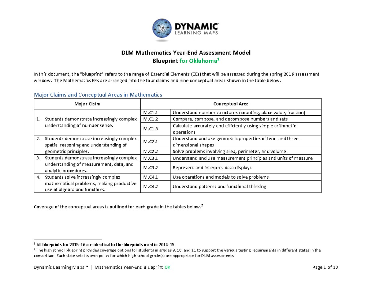 15-16 Math OK YE EOI Blueprint - DLM Mathematics Year-End Assessment ...
