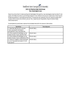 SOC 112 Module Eight Worksheet - SOC 112 Module Eight Worksheet Your ...
