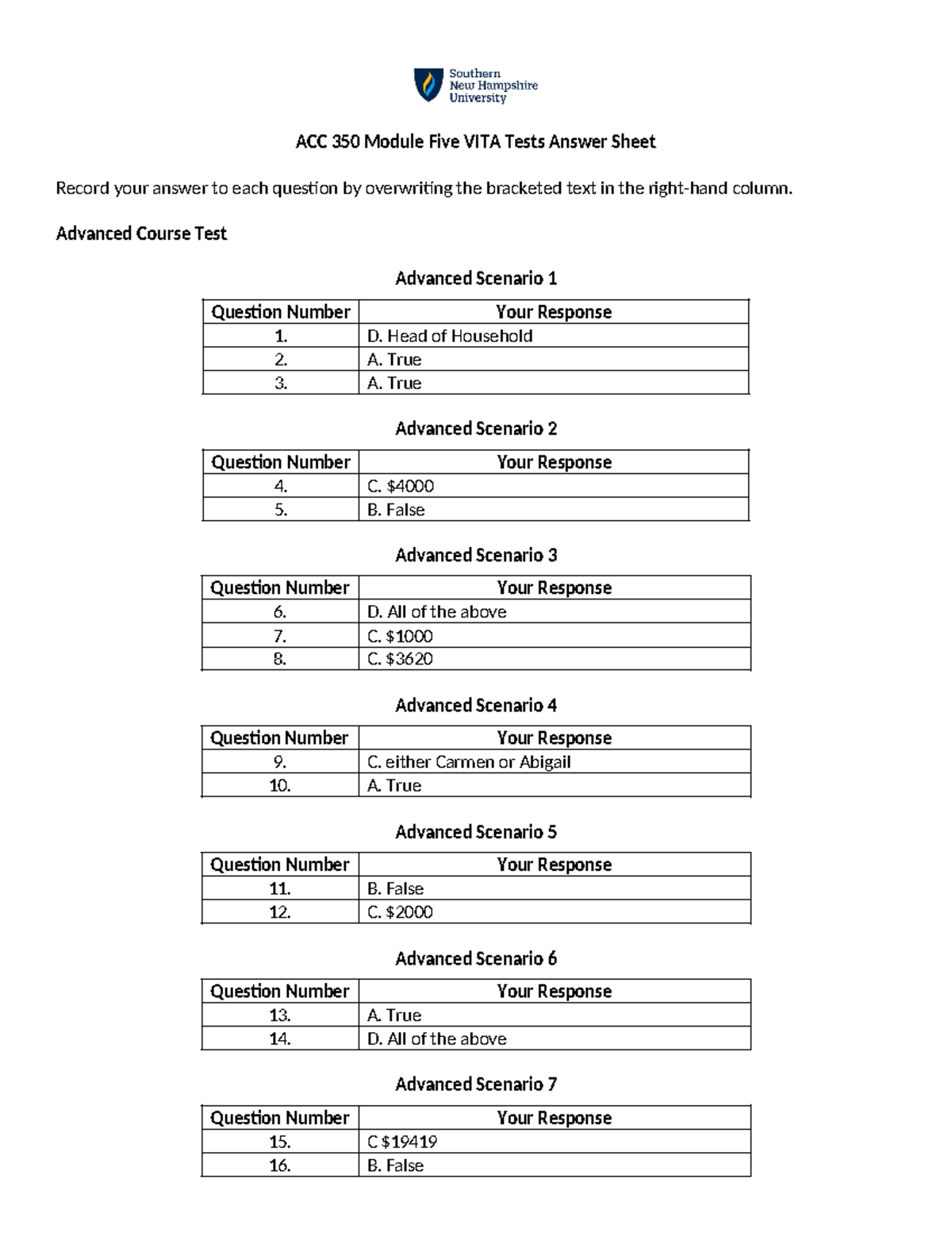 ACC 350 Module Five VITA Tests Answer Sheet(1) - ACC 350 Module Five ...