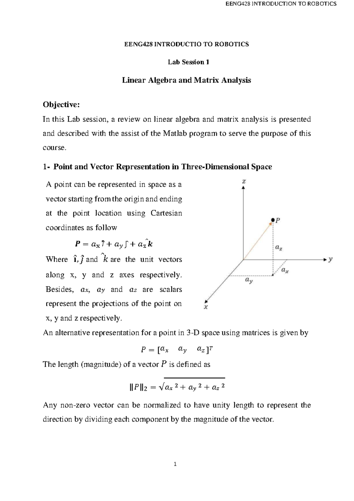 Lab session 1 EENG428 - eerire; - EENG428 INTRODUCTIO TO ROBOTICS Lab ...