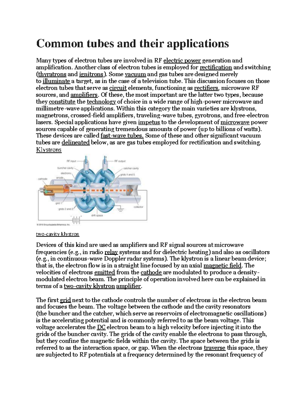 Common tubes and their applications - Another class of electron tubes ...