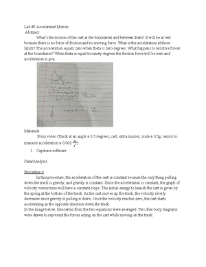 Lab 10 - Physics Lab Report - Momentum and Impulse l. Abstract The ...