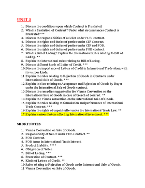 ITE Unit 4 - Notes - UNIT 4 1. What are the liabilities of Carries of ...