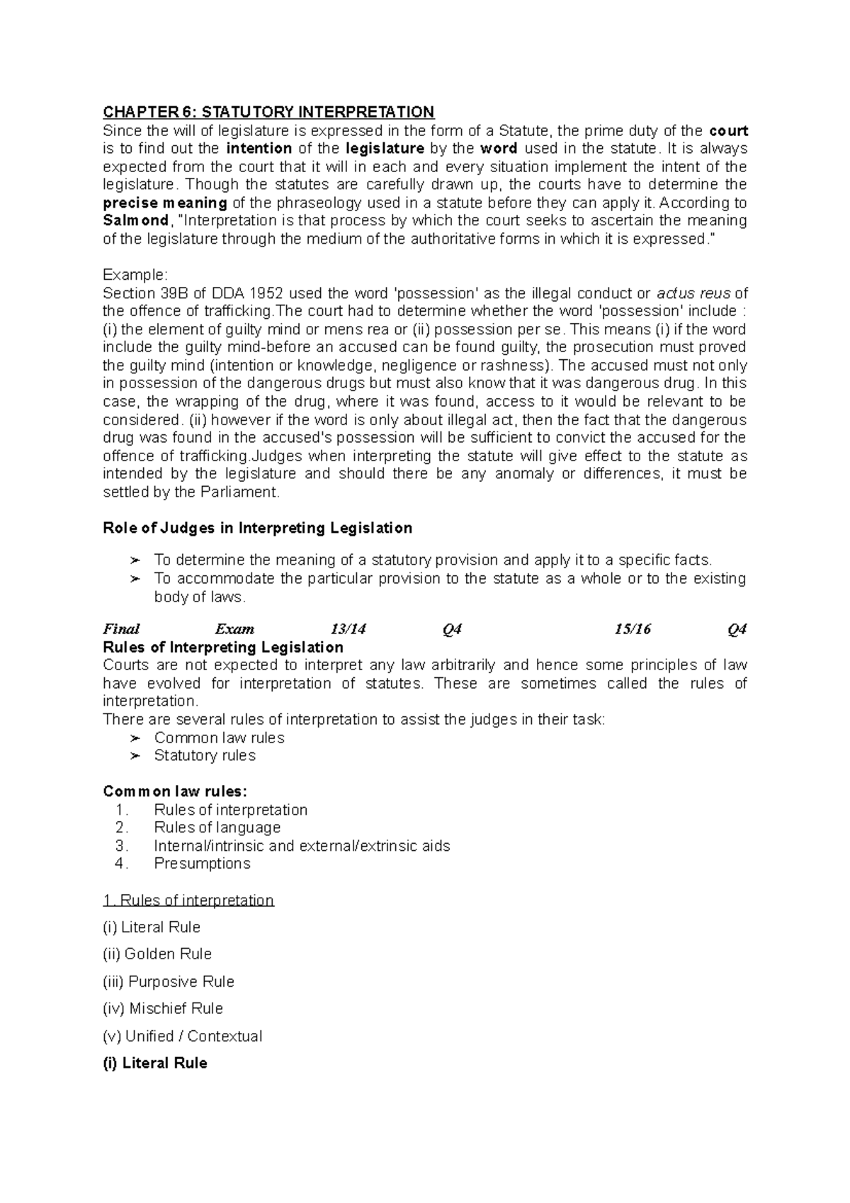 Chapter 6 - Statutory Interpretation - CHAPTER 6: STATUTORY ...