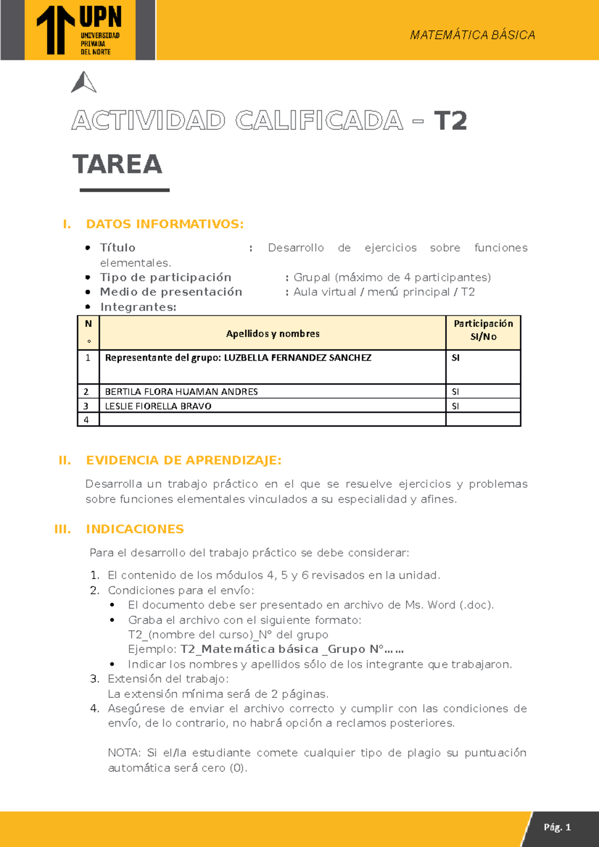 MATH.1100.T2 - TRABAJO DE MATEMÁTICA - ACTIVIDAD CALIFICADA – T TAREA I ...