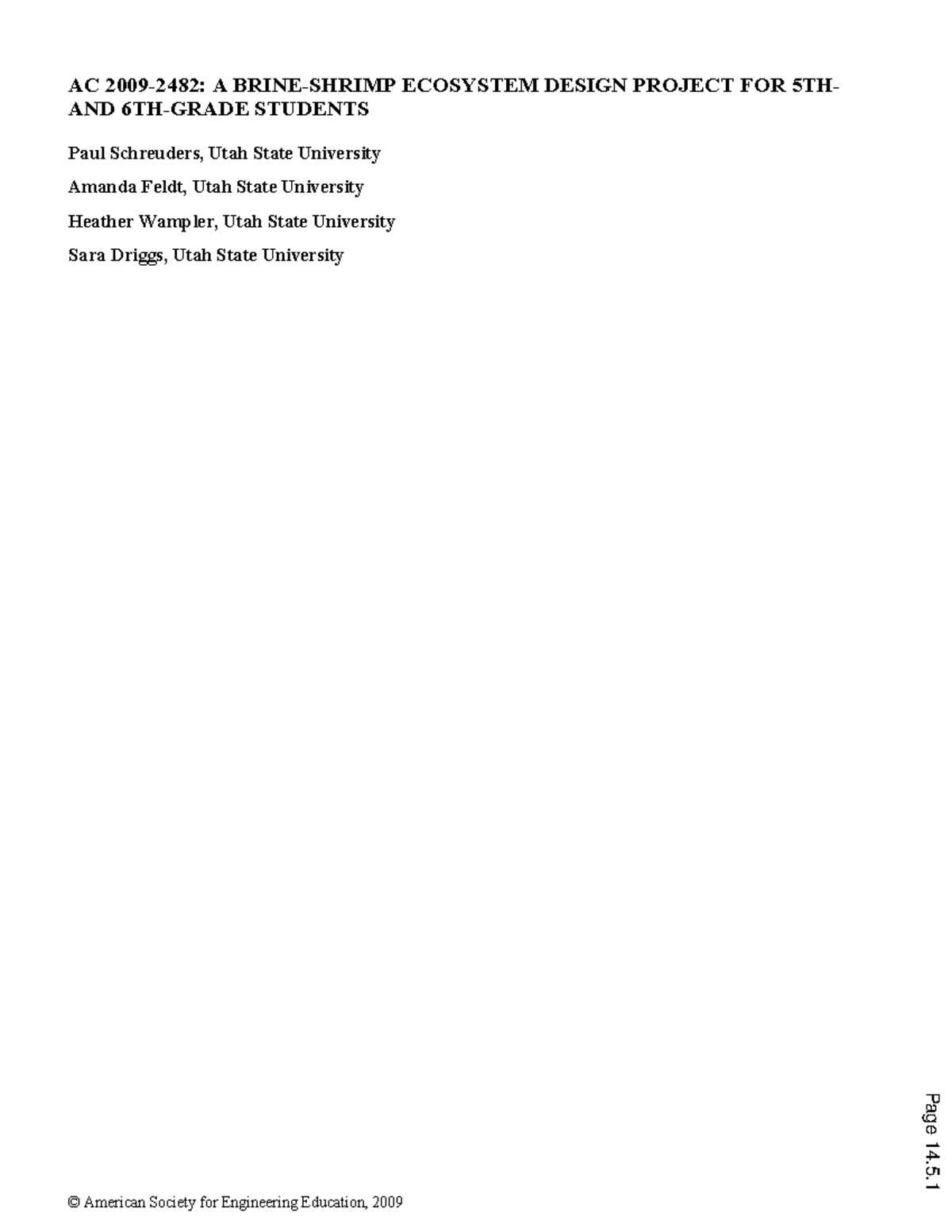 A brine shrimp ecosystem design project for 5 th and 6 th grade ...