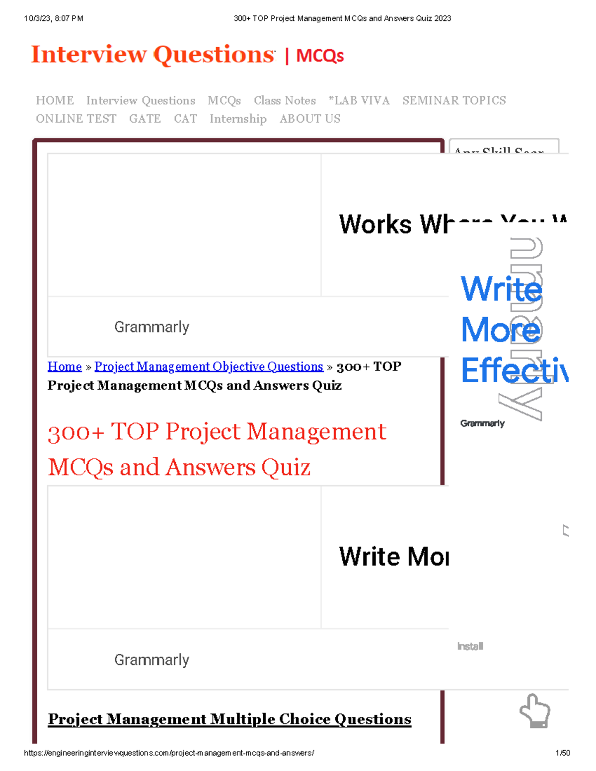300+ TOP Project Management MCQs and Answers Quiz 2023 - According to ...