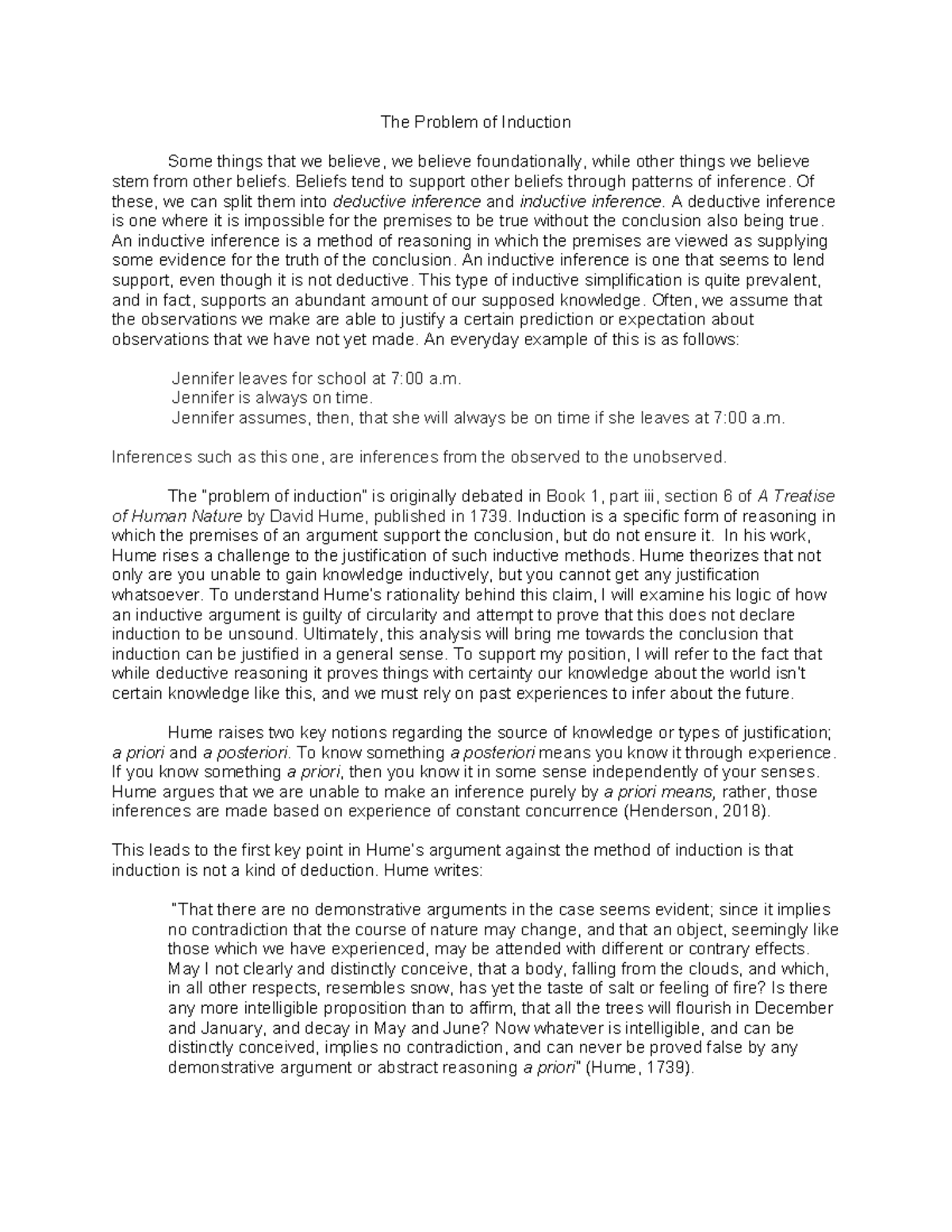 The Problem of Induction - Beliefs tend to support other beliefs ...