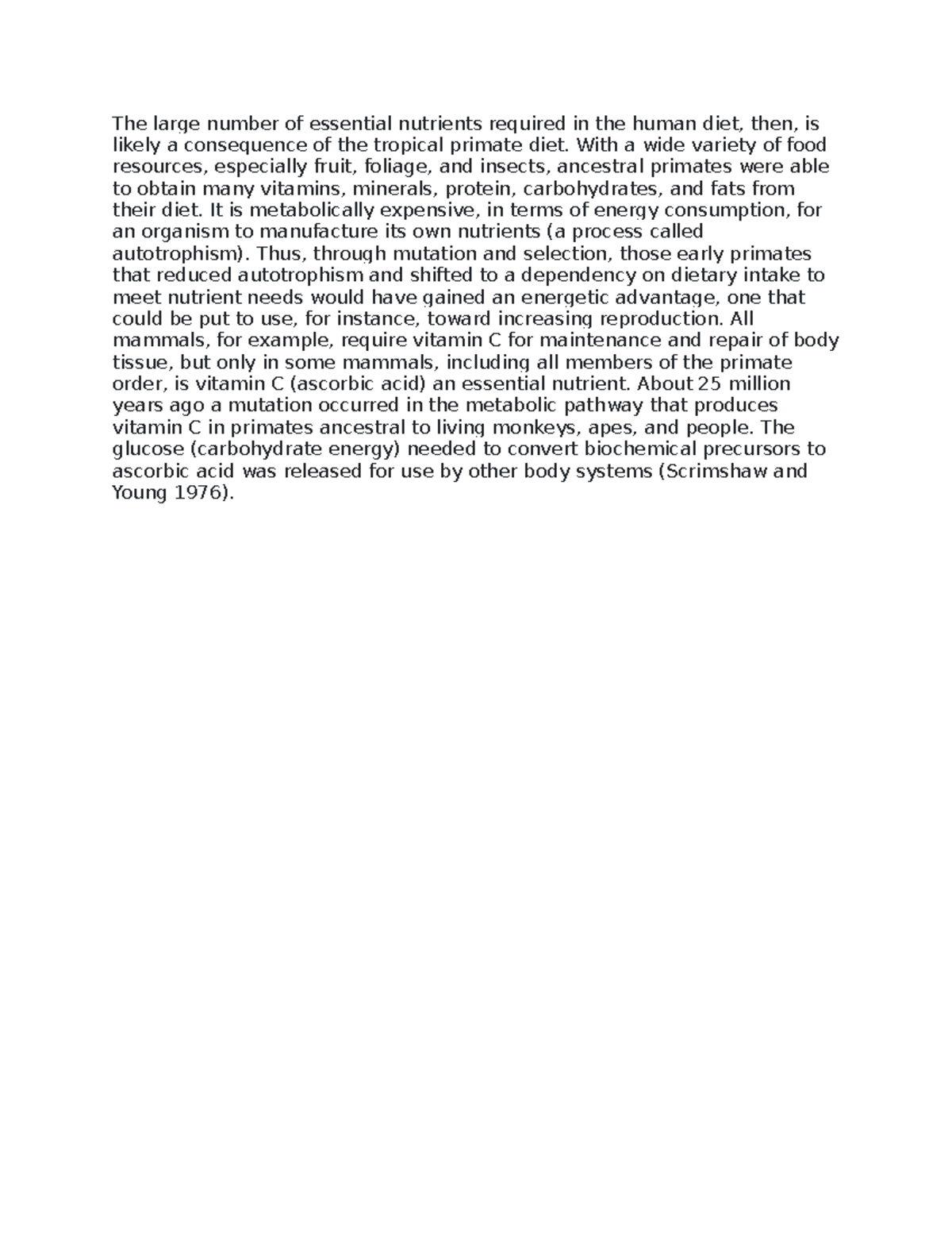 860 - essay written for bio class - The large number of essential ...