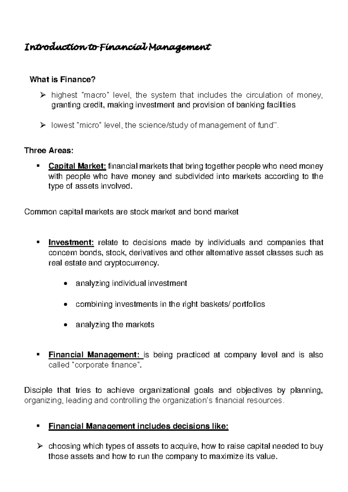 Financial-Management-Introduction - Introduction to Financial ...