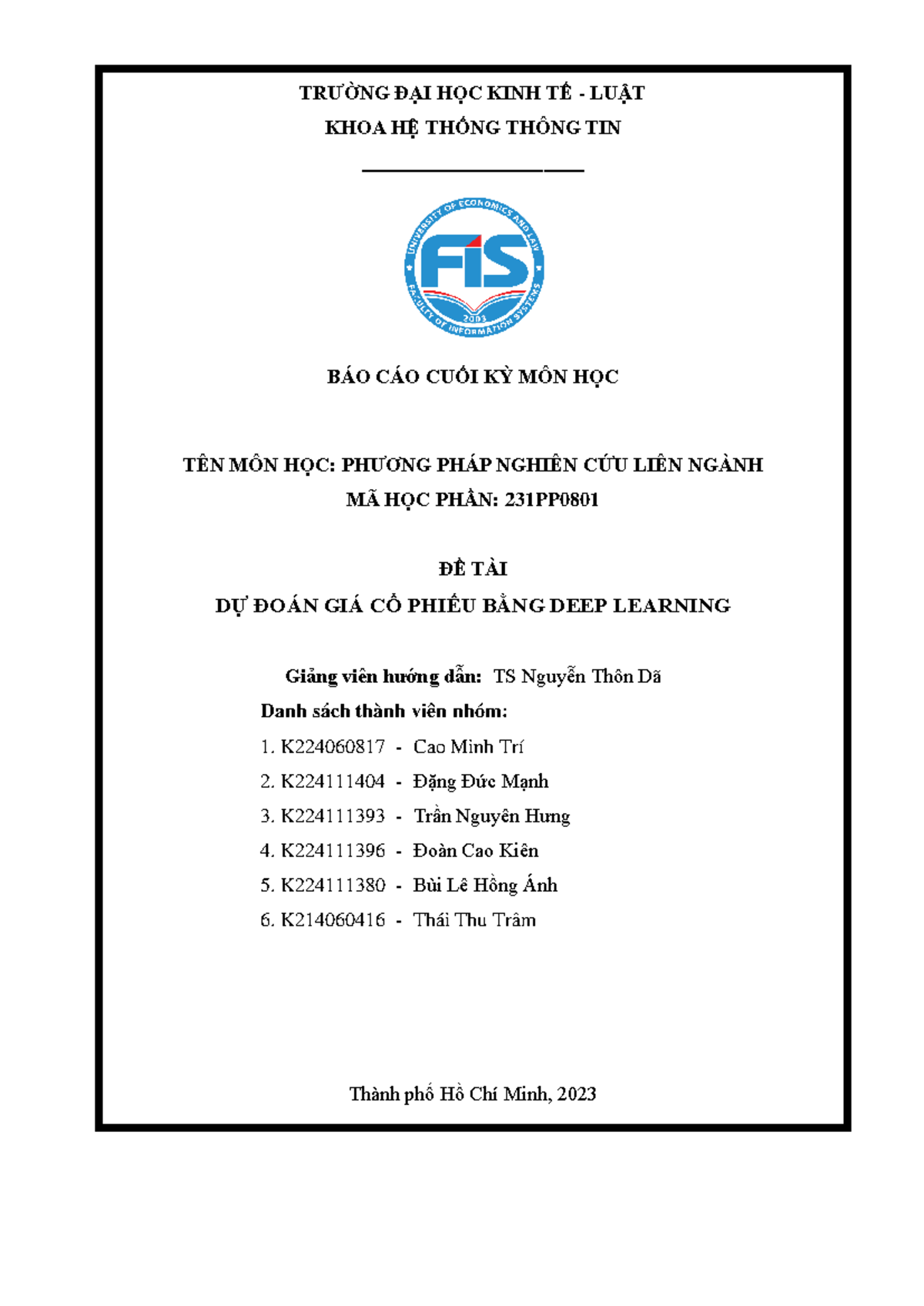 Phương pháp nghiên cứu liên ngành - TRƯỜNG ĐẠI HỌC KINH TẾ - LUẬT KHOA ...