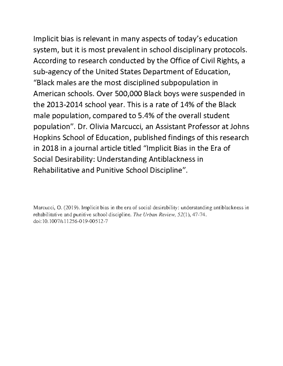 COM Module 4 Oral Citation - Implicit bias is relevant in many aspects ...