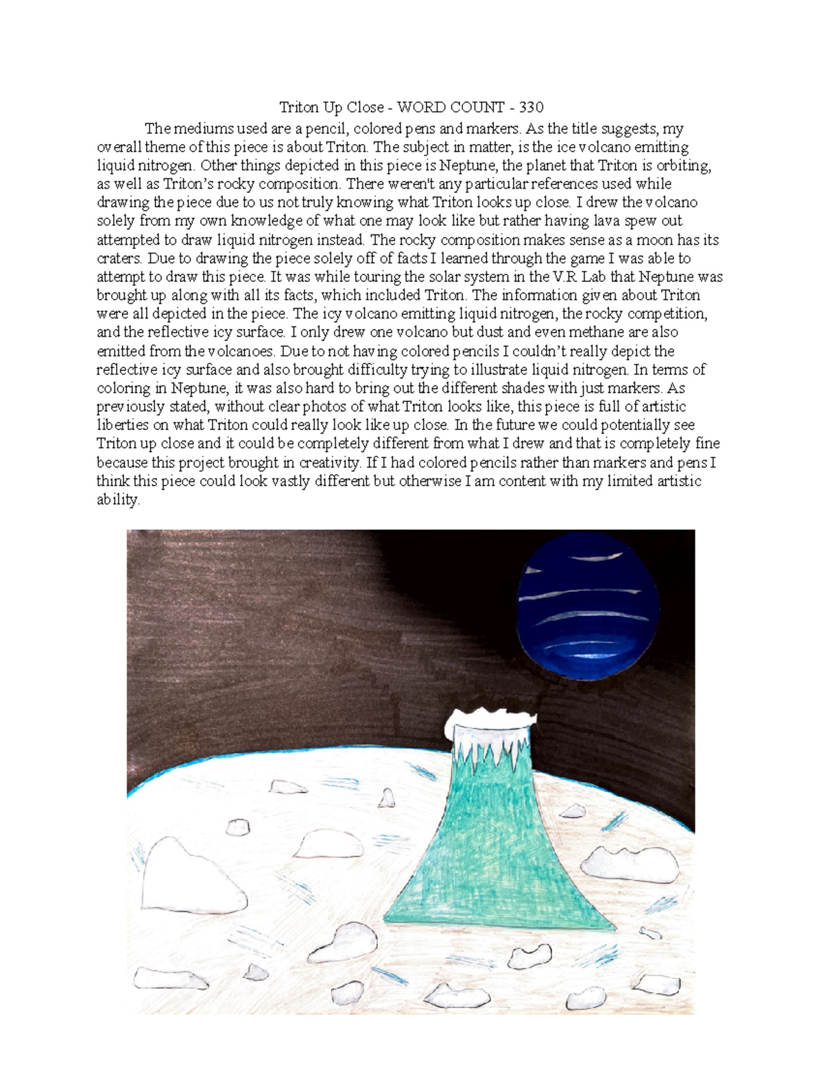 Astro 7N-Art Project 2 - Triton Up Close - WORD COUNT - 330 The mediums ...