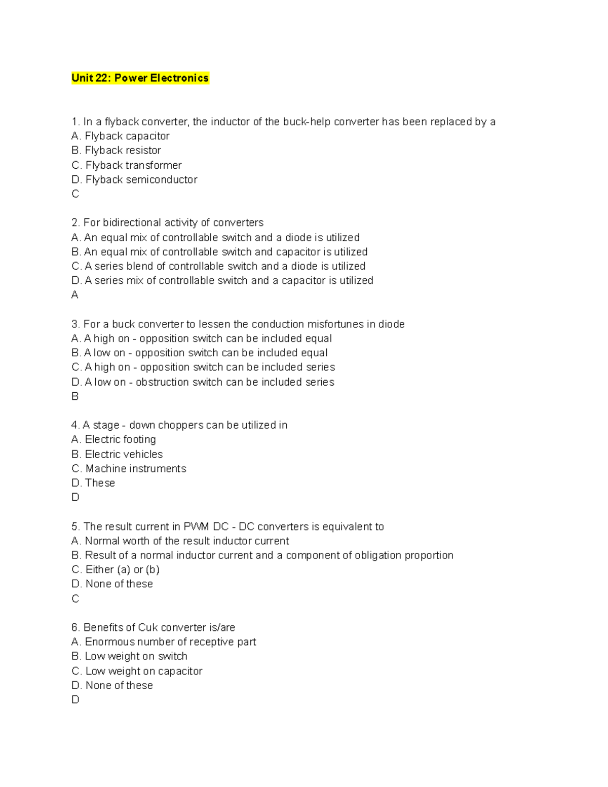 Unit 22 Power Electronics - Unit 22: Power Electronics In a flyback ...