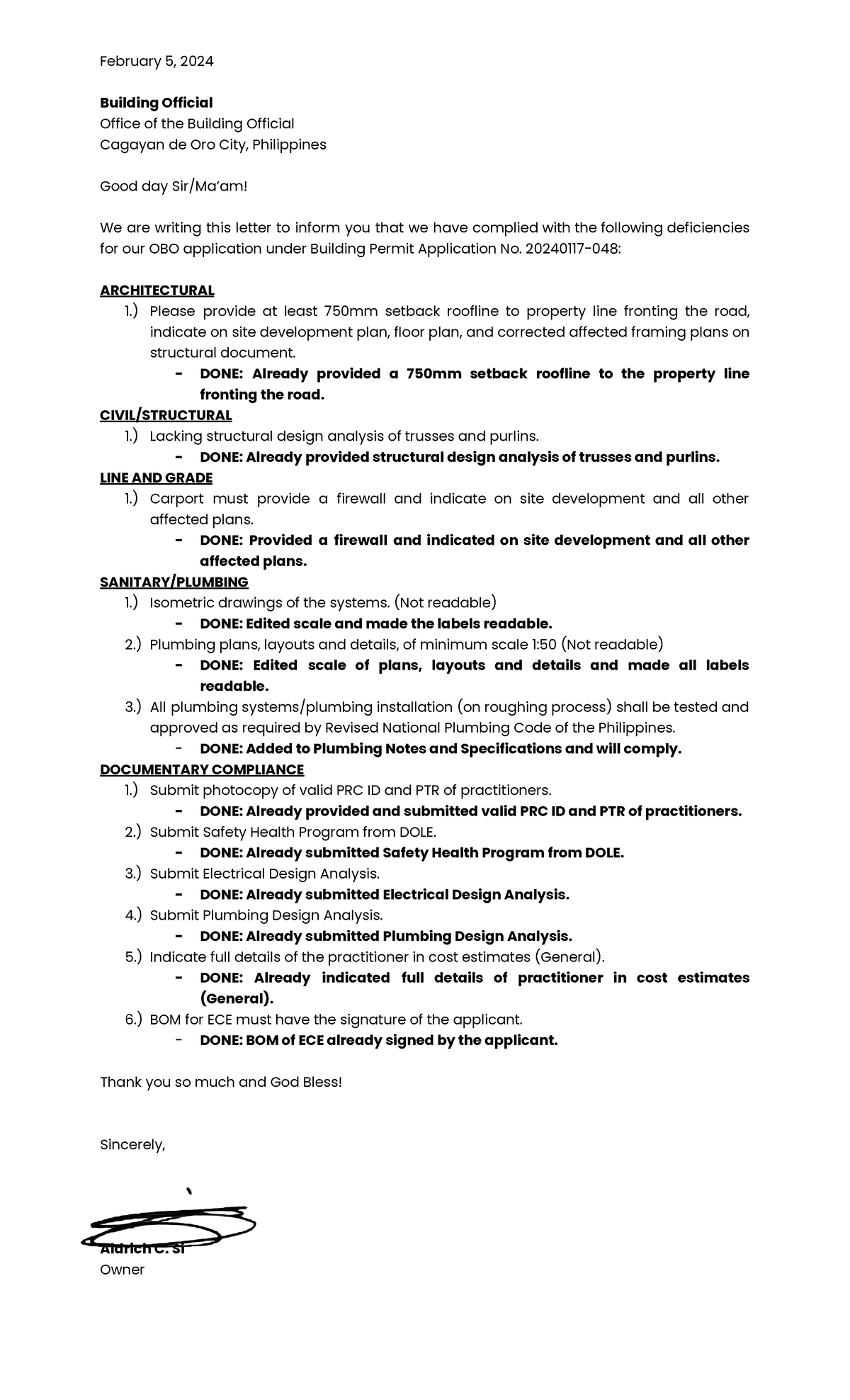 ZArch Aldrich Residence Building - Deficiency Letter 013024 - February ...