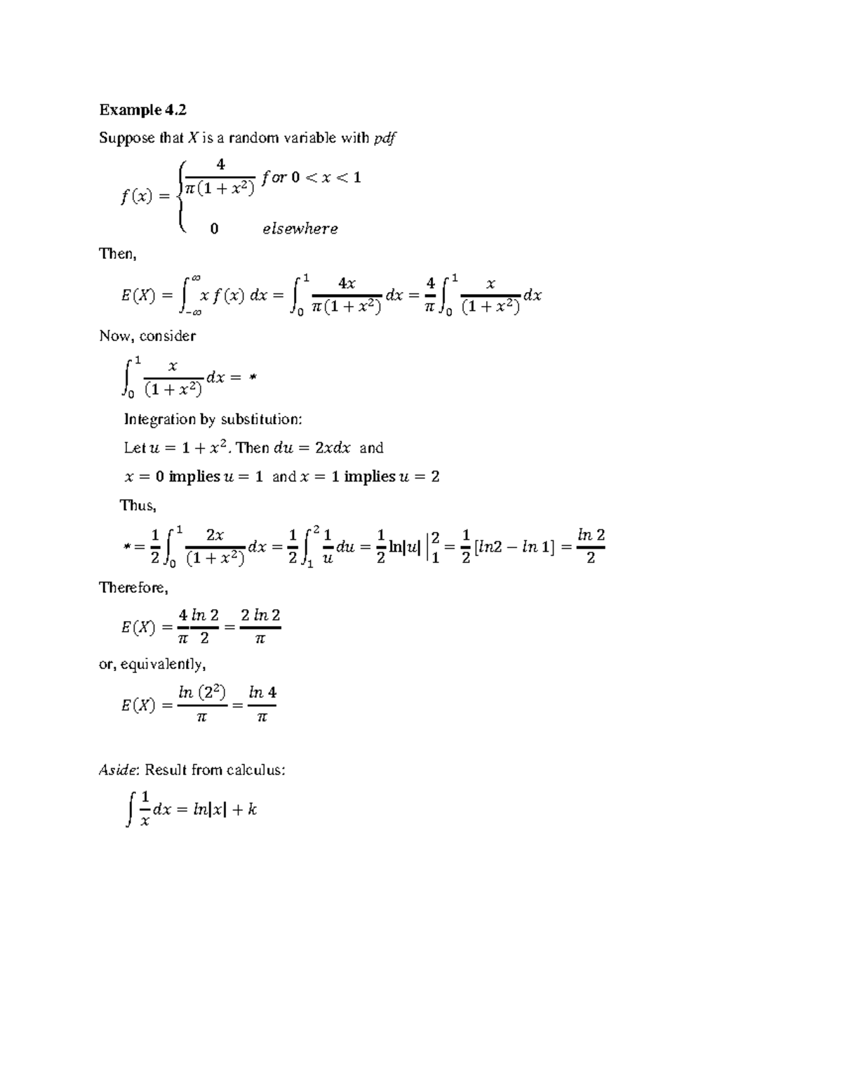 Example 4 - course material - Example 4. Suppose that X is a random variable with pdf ÿ(þ)={ 4 ...