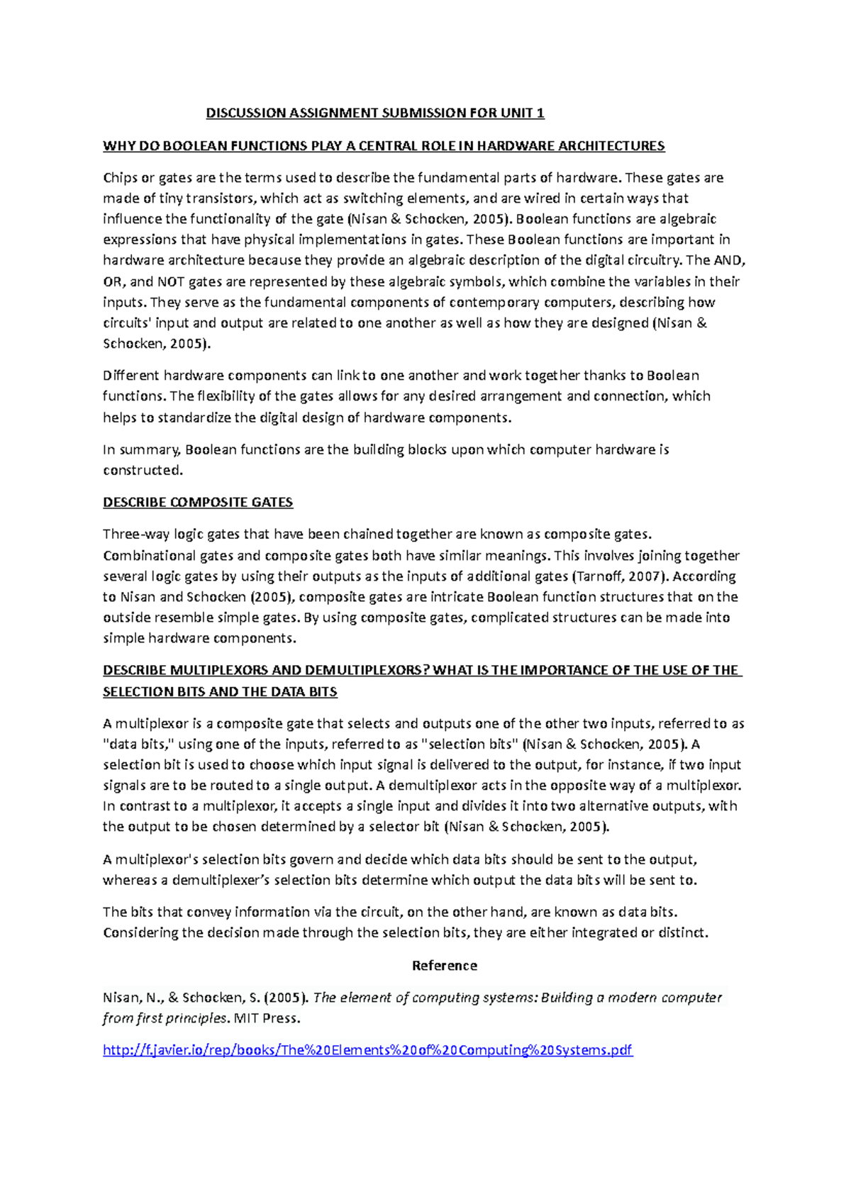 Discussion Assignment Submission FOR UNIT 1 - CS 1104 - UoPeople - Studocu