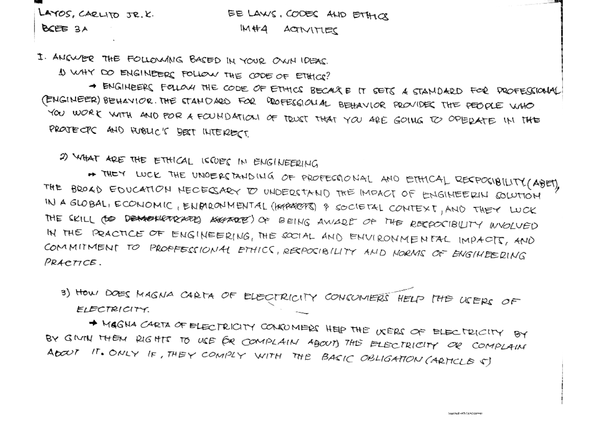 EE Laws IM 4 - EE Laws, Contracts and Ethics - Essay Writing - BS ...