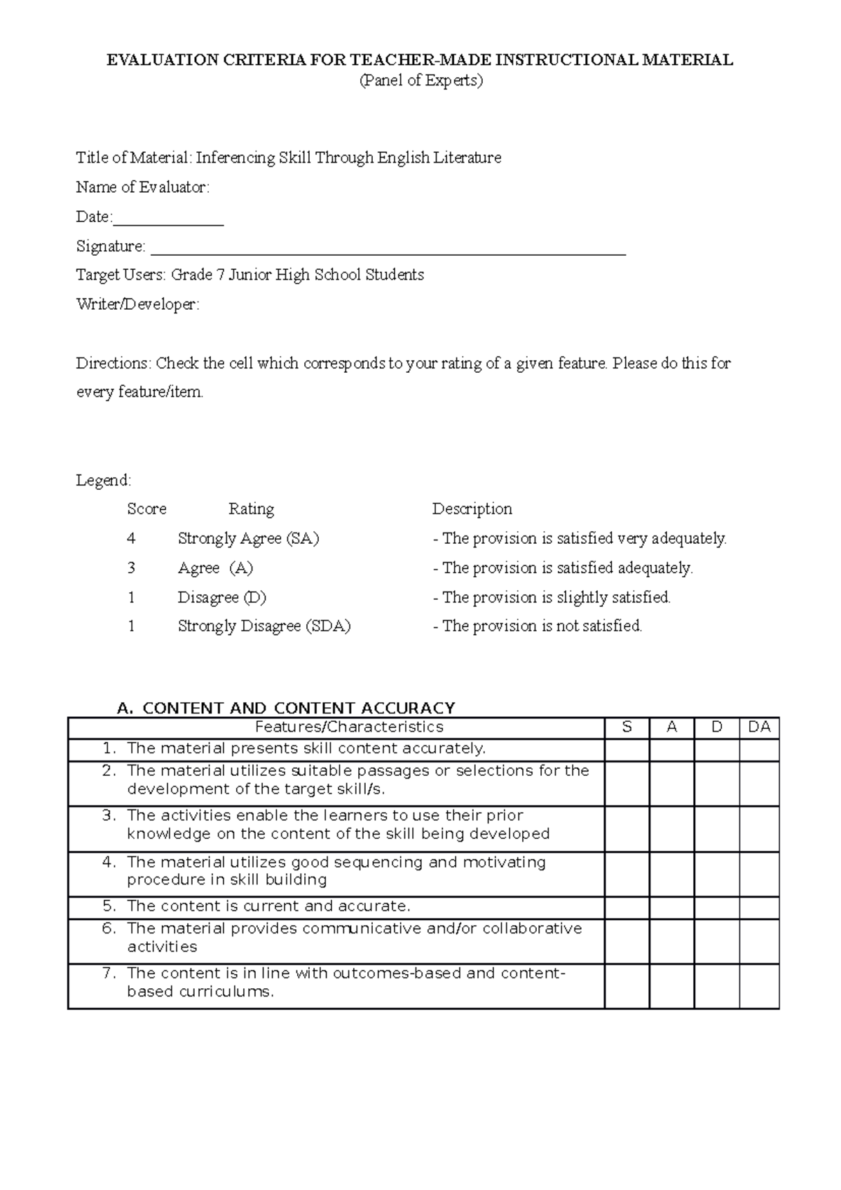 tools for educational purposes - EVALUATION CRITERIA FOR TEACHER-MADE ...