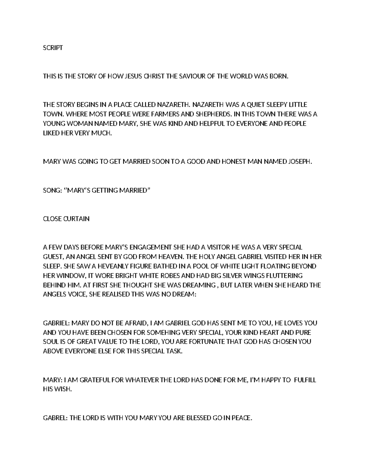 Variety SHOW Script - SCRIPT THIS IS THE STORY OF HOW JESUS CHRIST THE ...