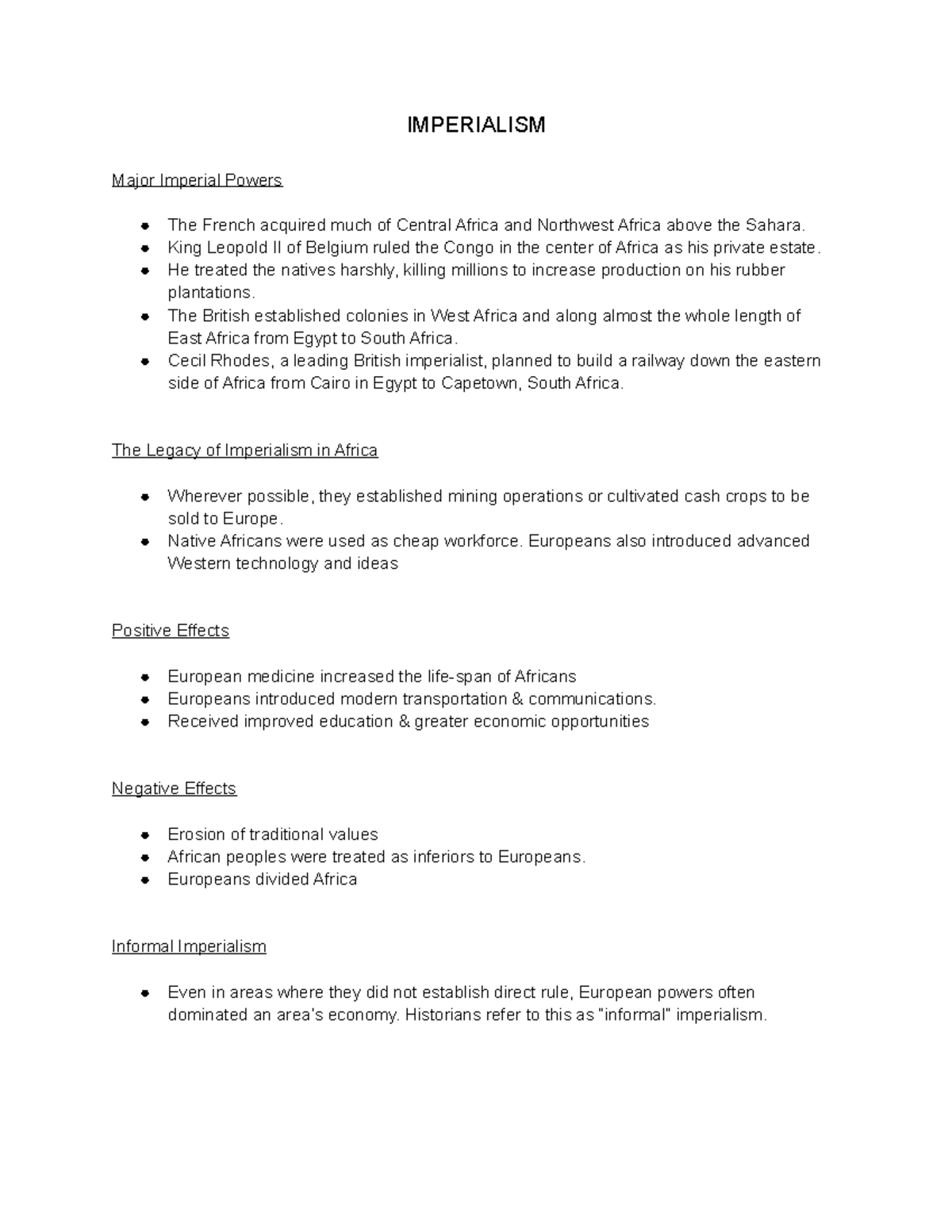 World History Notes Part 27 - IMPERIALISM Major Imperial Powers The ...