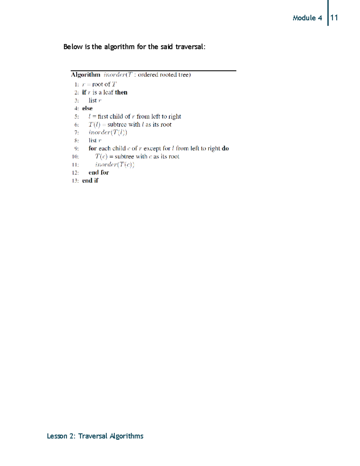 Module 4 Ds 3 Lesson 2 Traversal Algorithms Below Is The Algorithm 0097