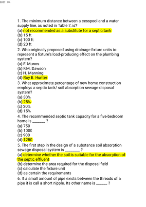 Master Plumber Elements Bank - 02 Q&A - A term used for a pipe ...
