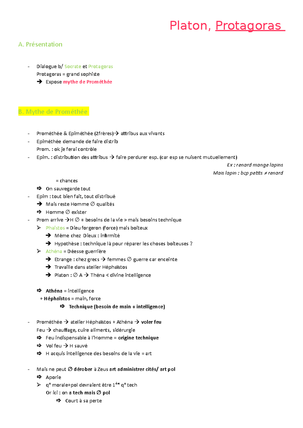 3. Platon, Protagoras - Cours philosophie - Platon, Protagoras A ...