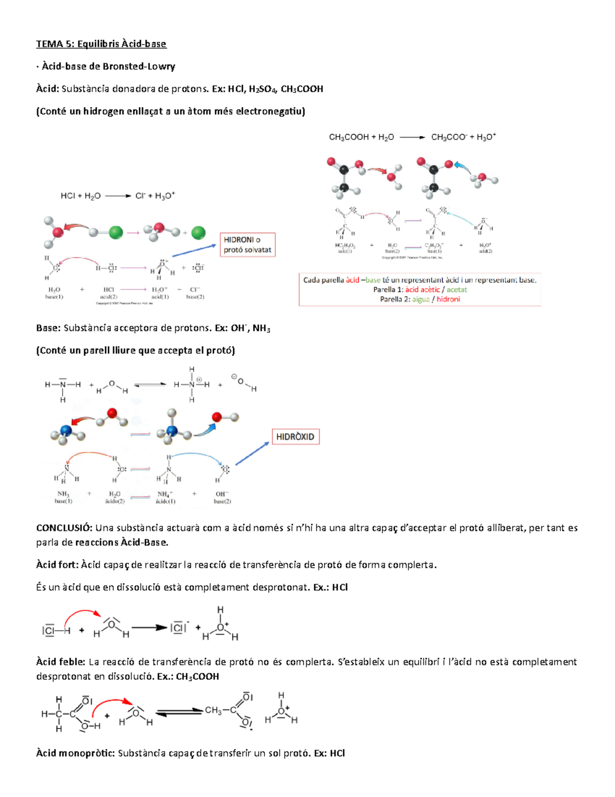 TEMA 5-química - Apunts 1 - TEMA 5: Equilibris Àcid-base · Àcid-base de Bronsted-Lowry Àcid ...