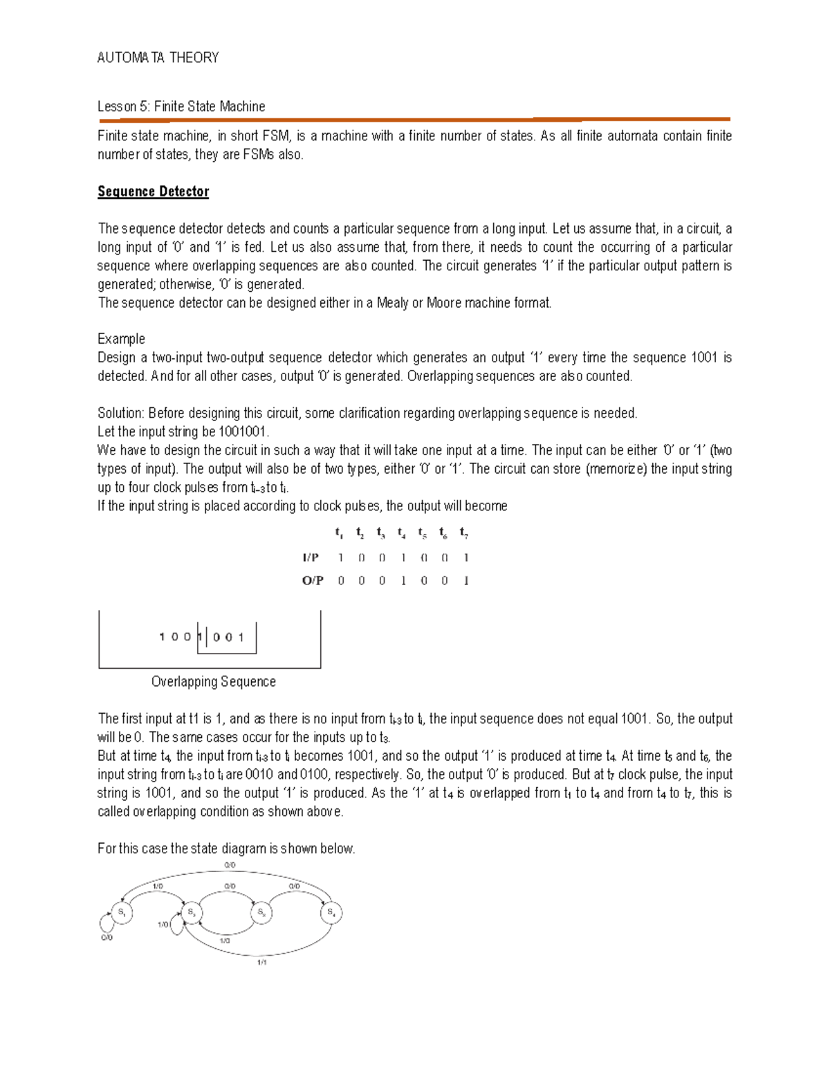Lesson 5 - Finite State Machine - Lesson 5: Finite State Machine Finite ...