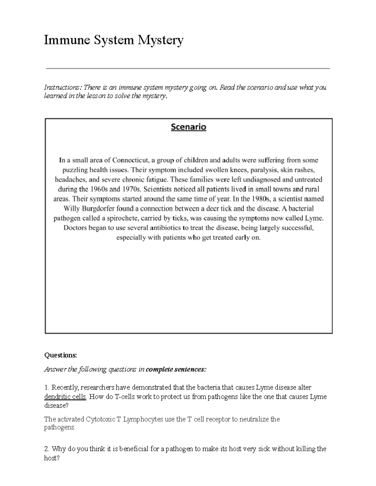 06 08 immune system mystery assignment - Immune System Mystery ...