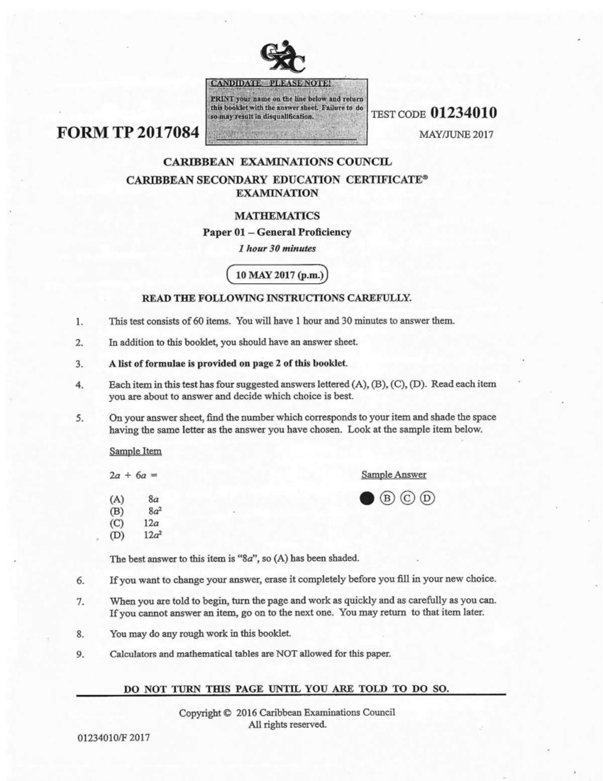 CSEC Mathematics June past papers 2017 P1 - Caribbean Civilization ...
