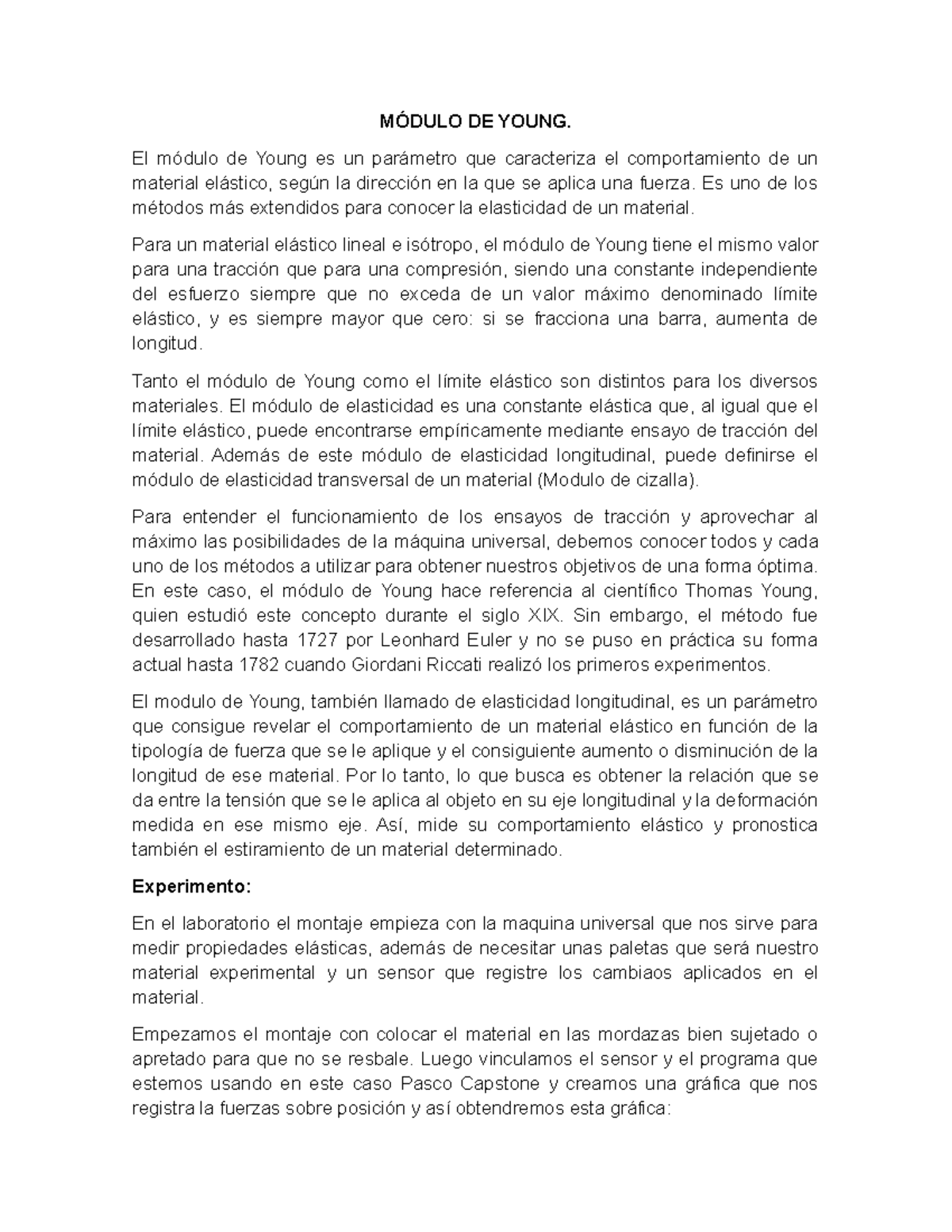 Módulo DE Young - MÓDULO DE YOUNG. El módulo de Young es un parámetro ...