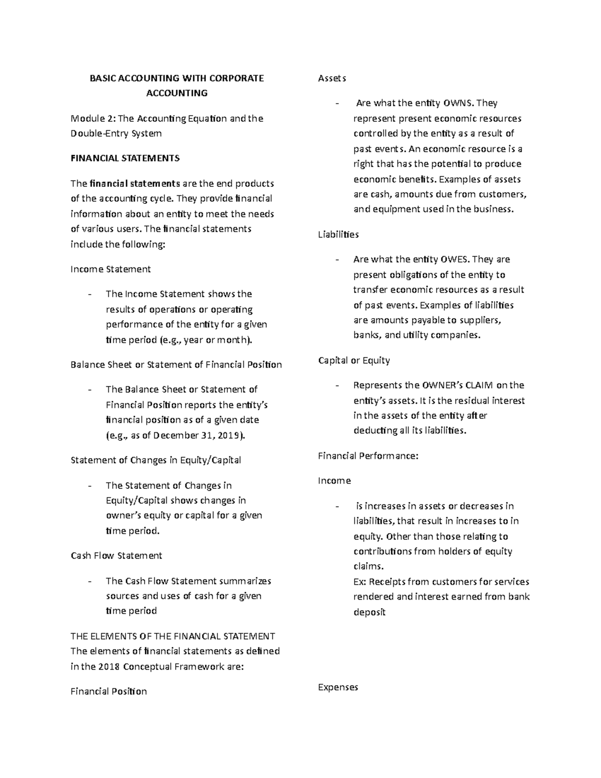 Module 2 - Accounting - BASIC ACCOUNTING WITH CORPORATE ACCOUNTING ...