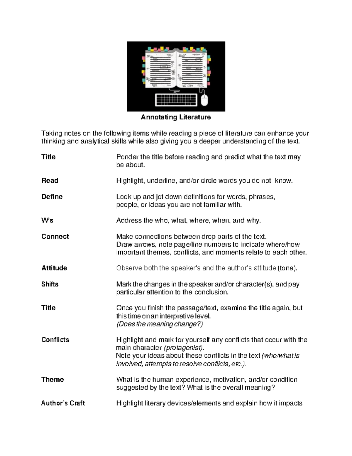 Notes on Annotating Texts - Annotating Literature Taking notes on the ...