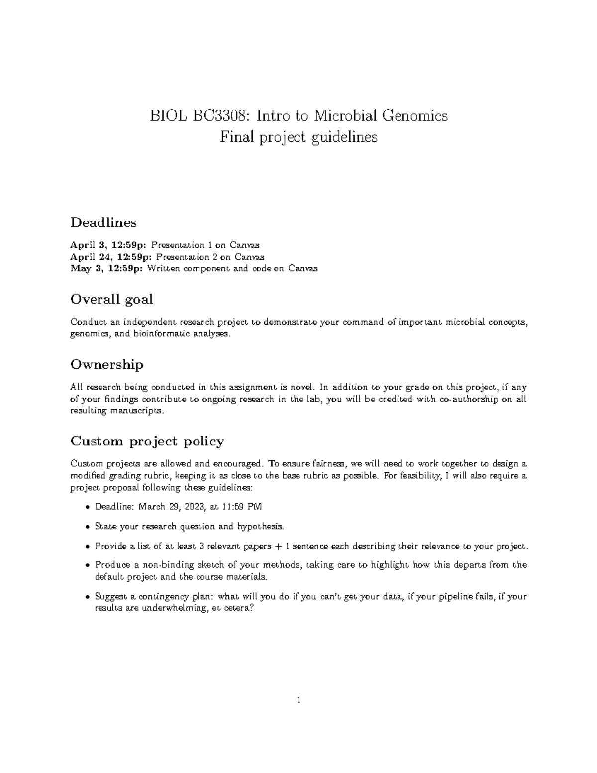Final project assignment - BIOL BC3308: Intro to Microbial Genomics ...