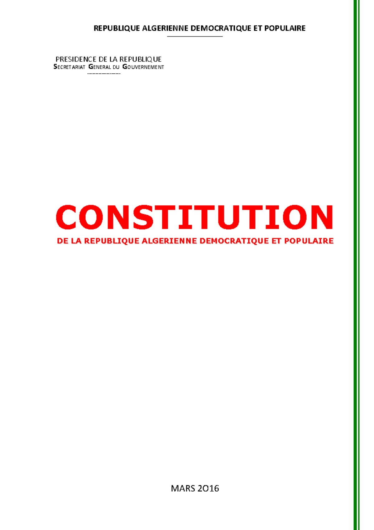 85 constitution law constitution senat - REPUBLIQUE ALGERIENNE ...