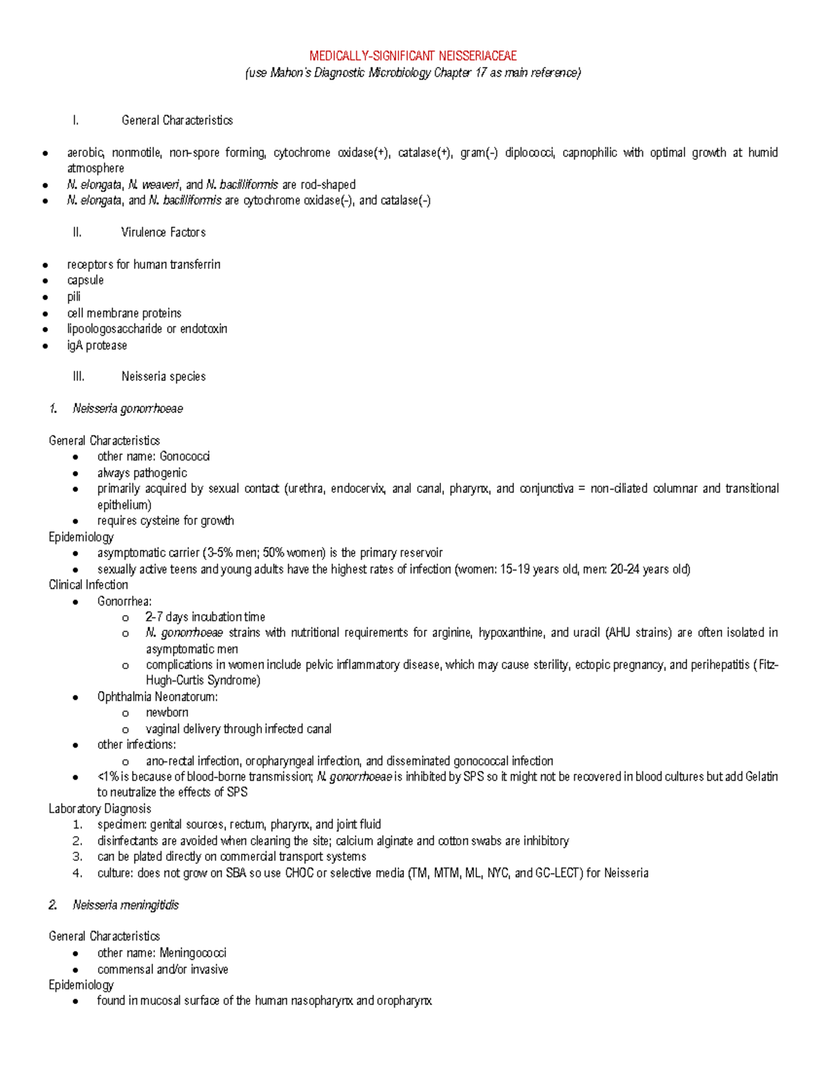 Medically Significant Neisseriaceae - MEDICALLY-SIGNIFICANT ...