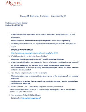 PMAL-104 Moodle-Scavenger-Hunt - Algoma University PAML 104: Business ...