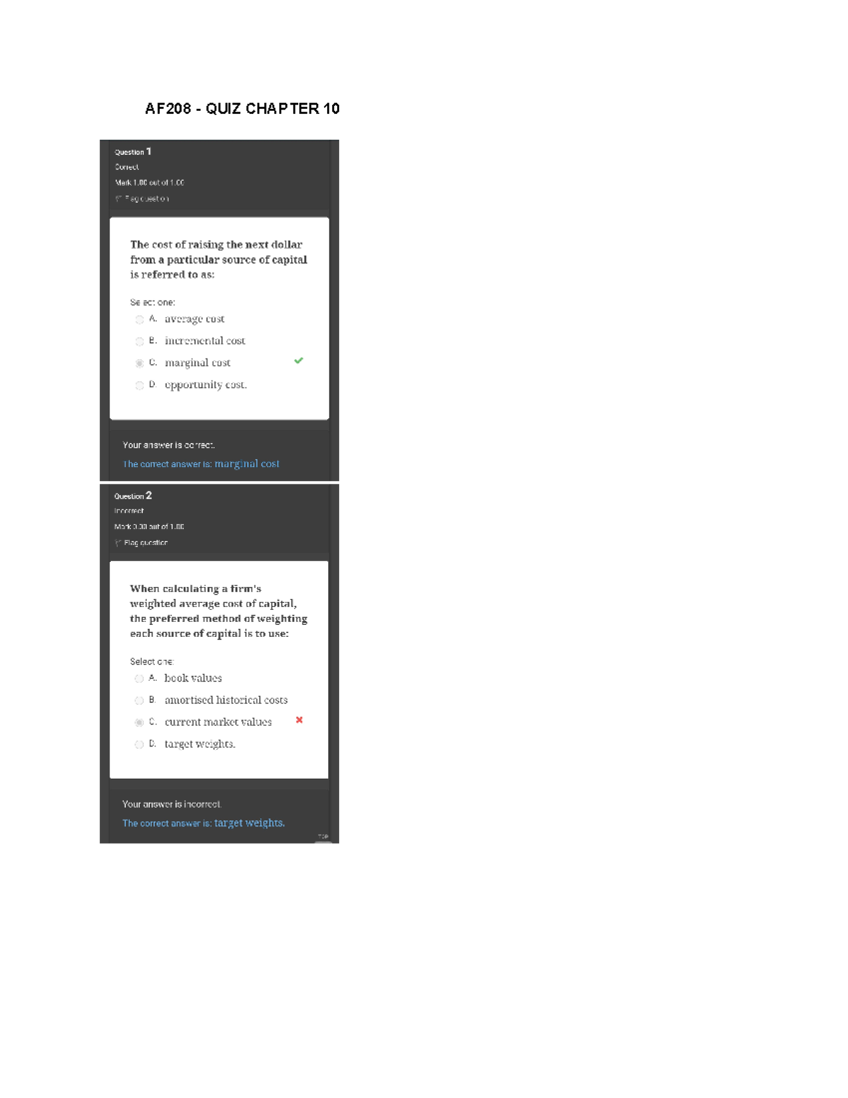 AF208 - QUIZ Chapter 10 - Financial management - AF208 - QUIZ CHAPTER - Studocu