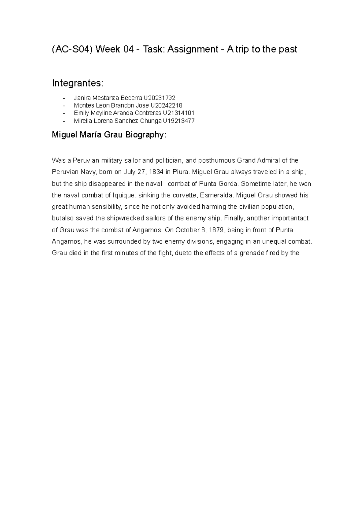 Grupo 5 task - GJGJGHJ - (AC-S04) Week 04 - Task: Assignment - A trip ...