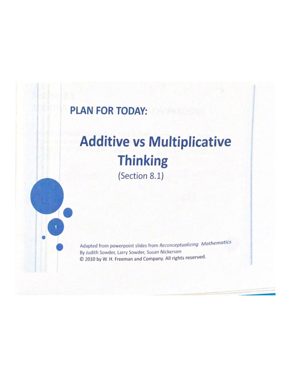 Additive vs Multiplicative Thinking Notes - PLAN FOR TODAY: Additive VS ...