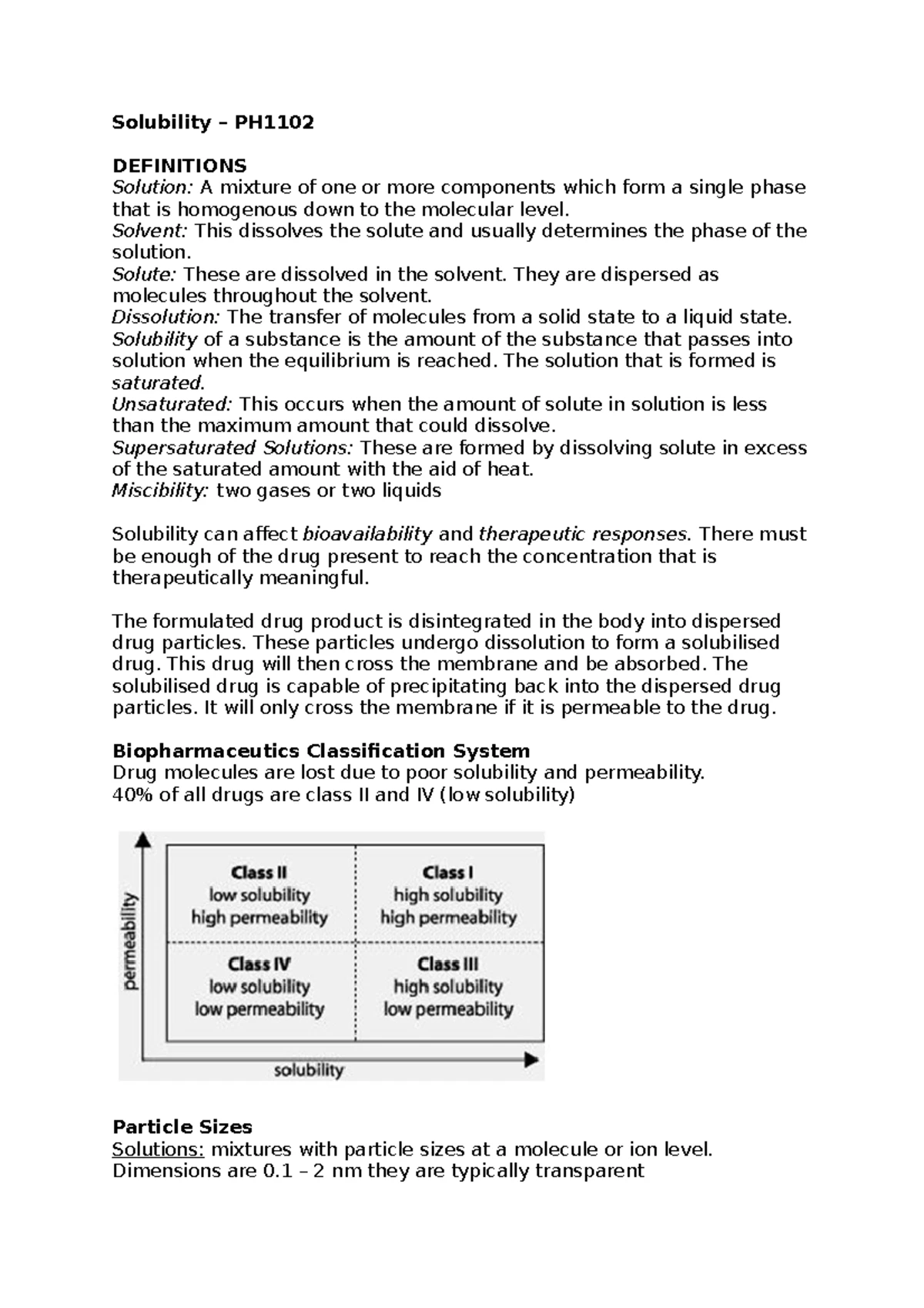 Solubility revision 1 - Summary PHYSICAL PHARMACY – Pharmaceutics ...