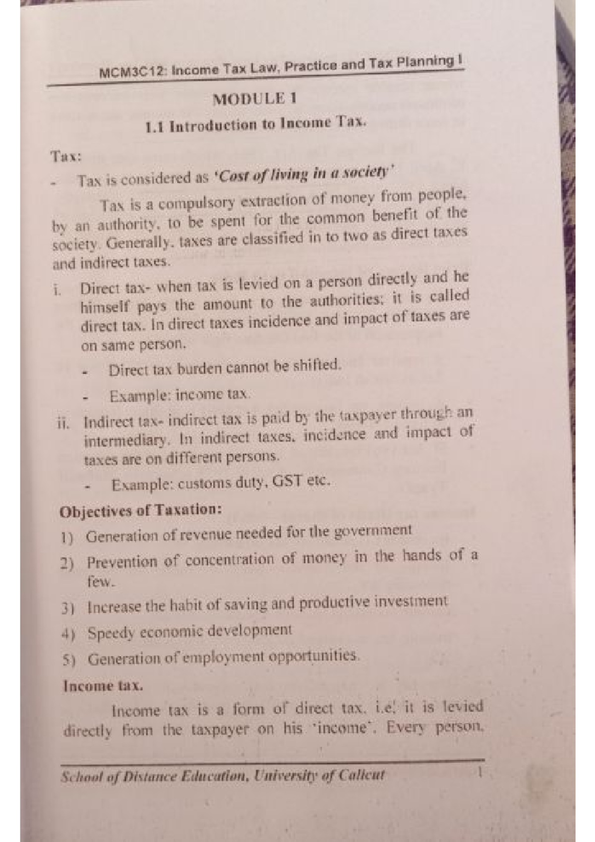 Introduction - Income tax law , practice and planning - Studocu