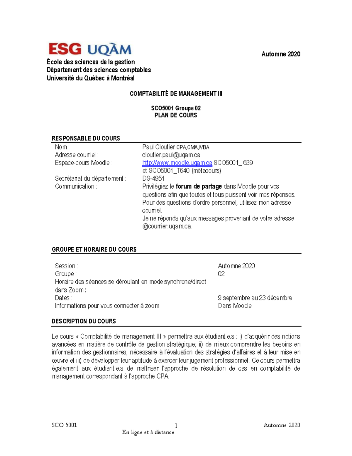 Plan de cours SCO5001 A2020 PC - Warning: TT: undefined function: 32 SCO 5001 Automne 2020 1 ...