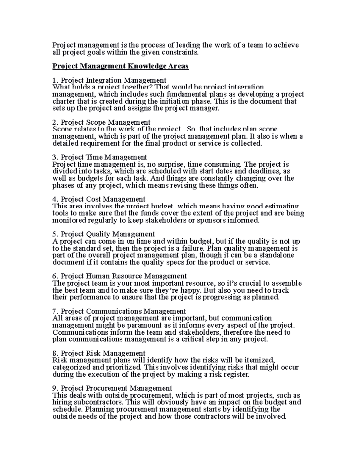 PM Revise - Project management is the process of leading the work of a ...