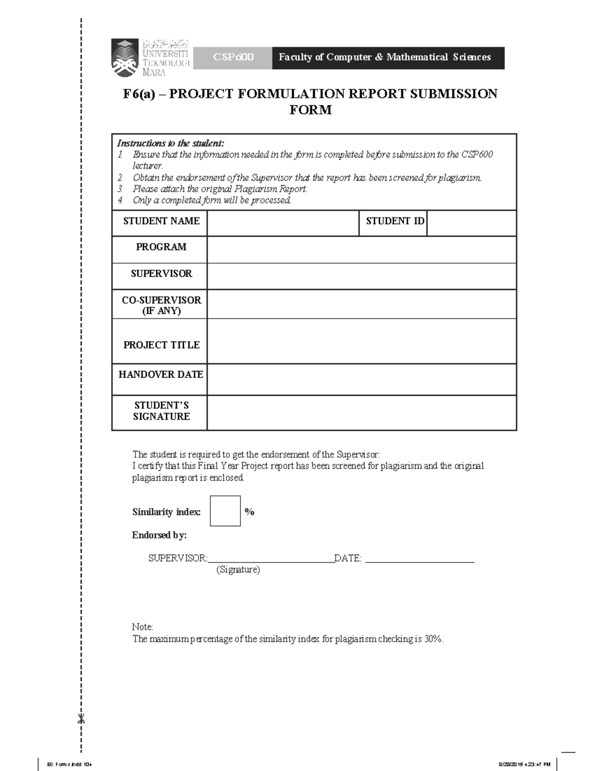 F6a-Project Formulation Report Submission Form - EC Forms 104 8/28/2015 ...