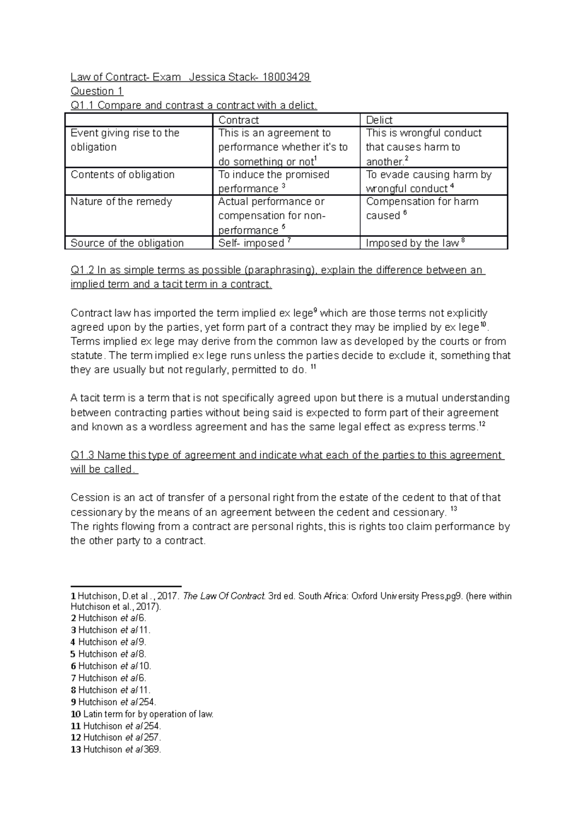 Sample/practice exam 2020, questions and answers - Law of Exam Jessica ...